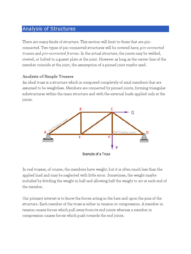 Analysis of Structure | PDF | Truss | Force