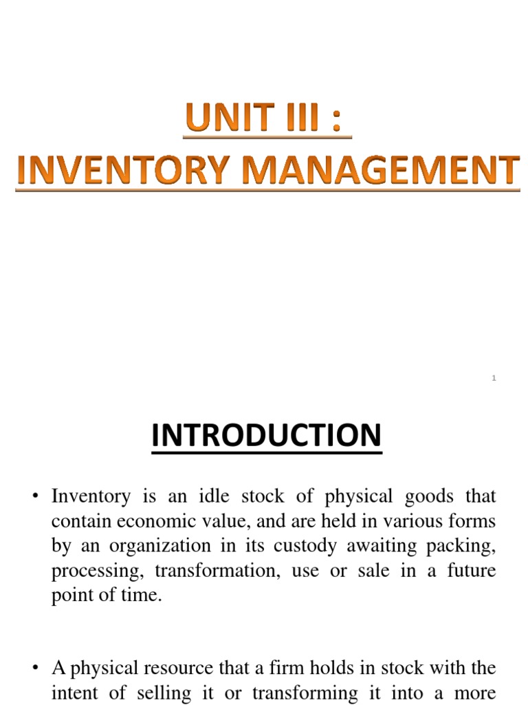 Inventory Management Unit-3 | PDF | Inventory | Demand