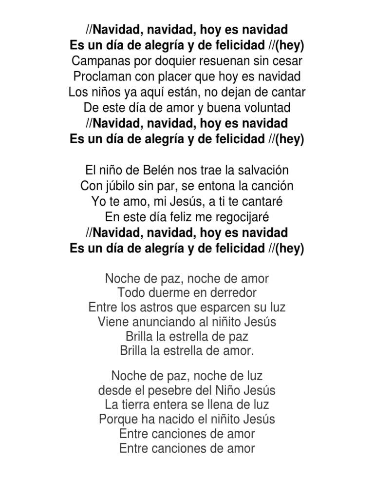 Letra Canciones Navidad