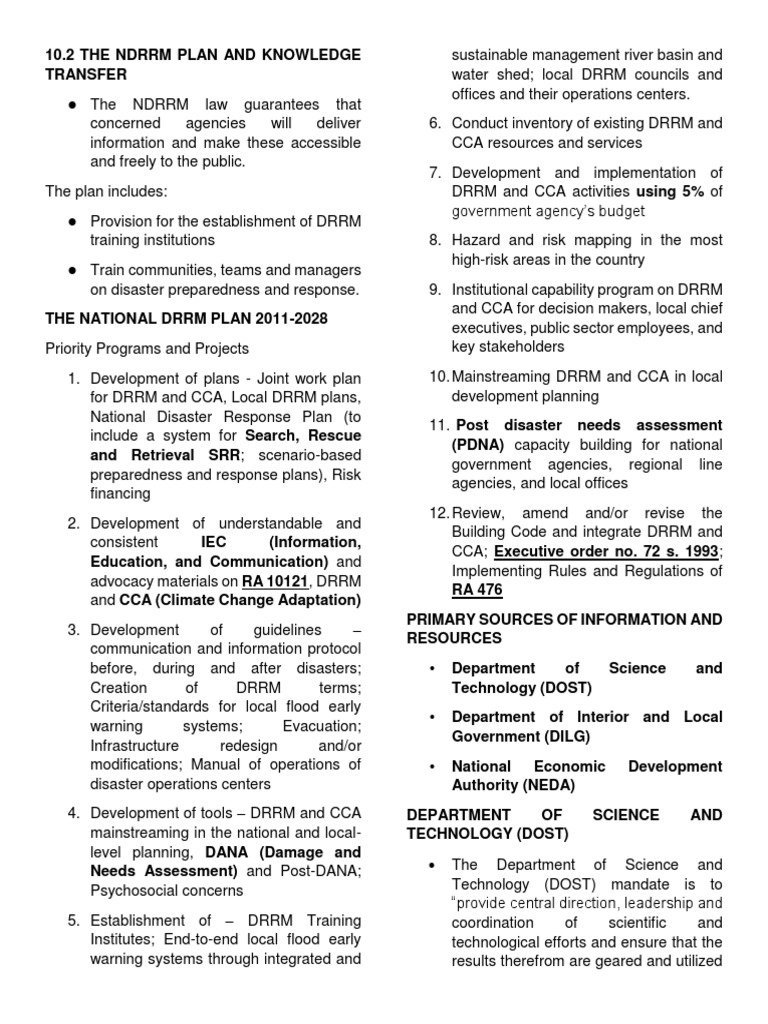 NDRRM Plan Overview and Implementation | PDF | Disaster Risk Reduction ...