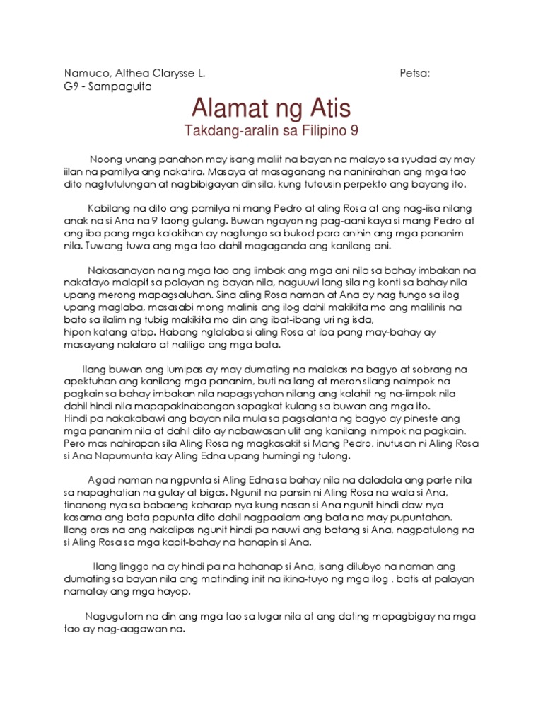 Alamat NG Atis | PDF