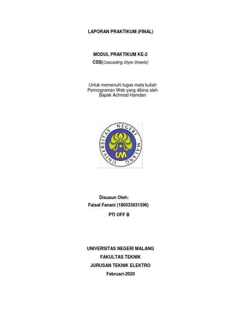 MODUL PRAKTIKUM KE-2 CSS (Cascading Style Sheets) | PDF | Teknologi ...