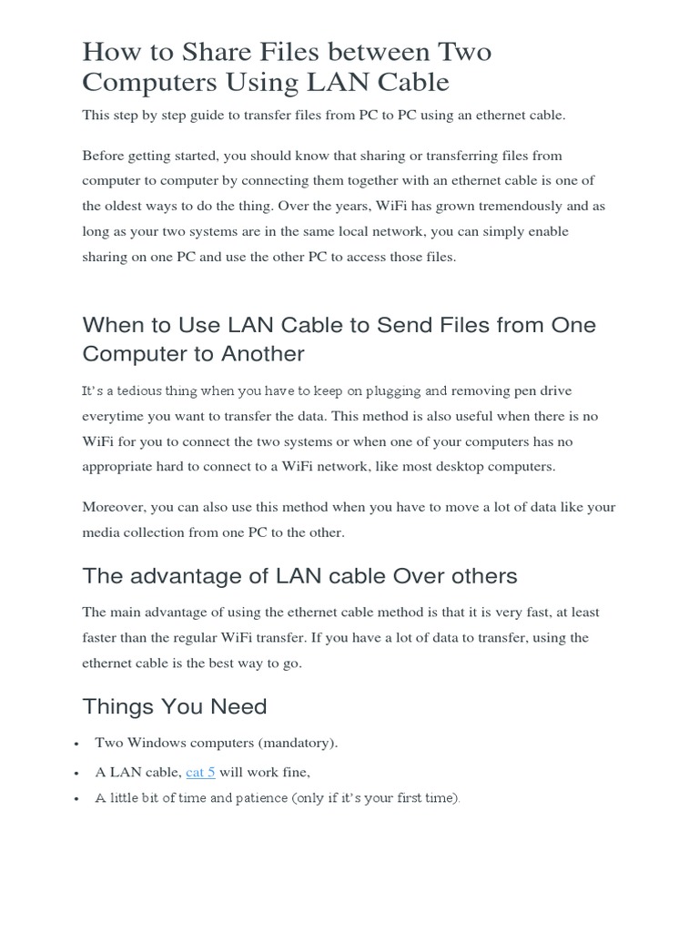 How To Share Files Between Two Computers Using LAN Cable | PDF | Local Area Network | Ip Address