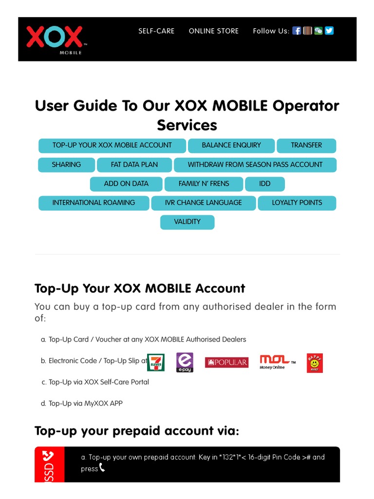 User Guide - Mobile Operator - XOX™ Mobile | PDF | Prepaid Mobile Phone ...