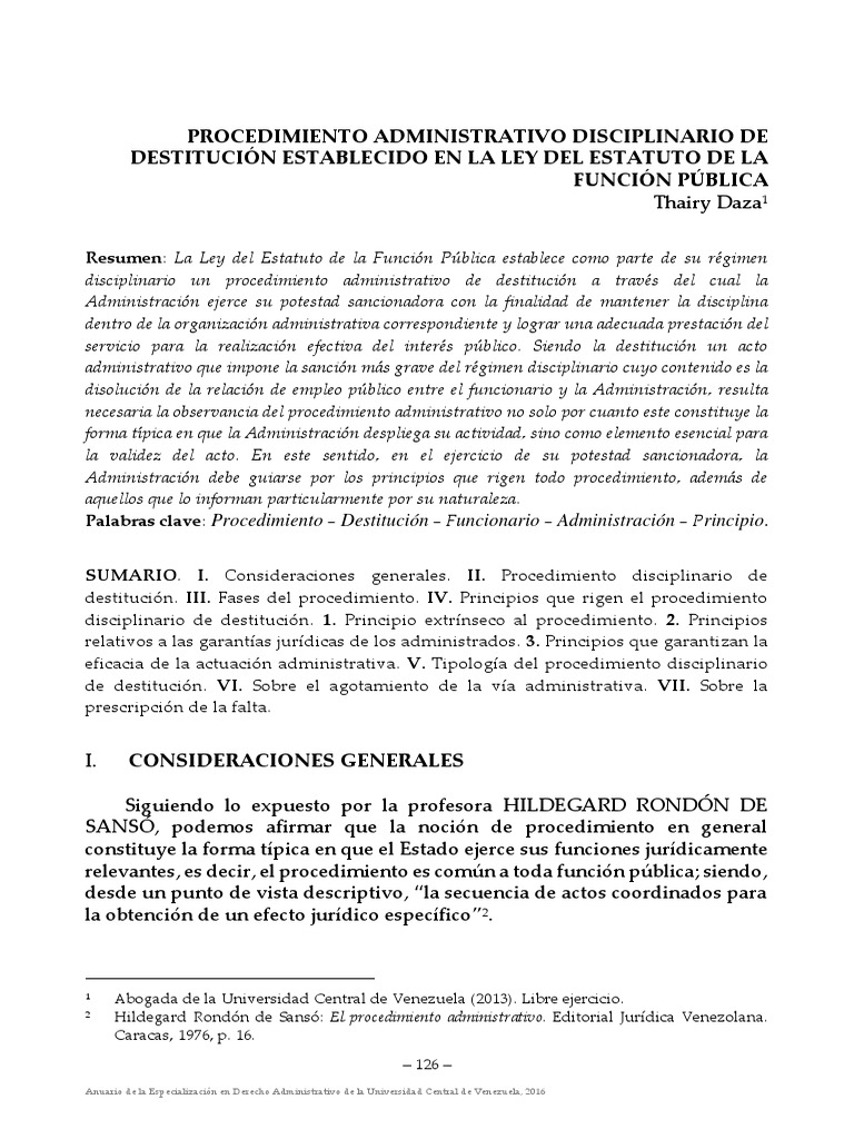 Proc Adm de Destitucion | PDF | Ley administrativa | Venezuela