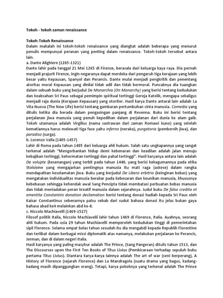 Tokoh Penting Renaissance | PDF