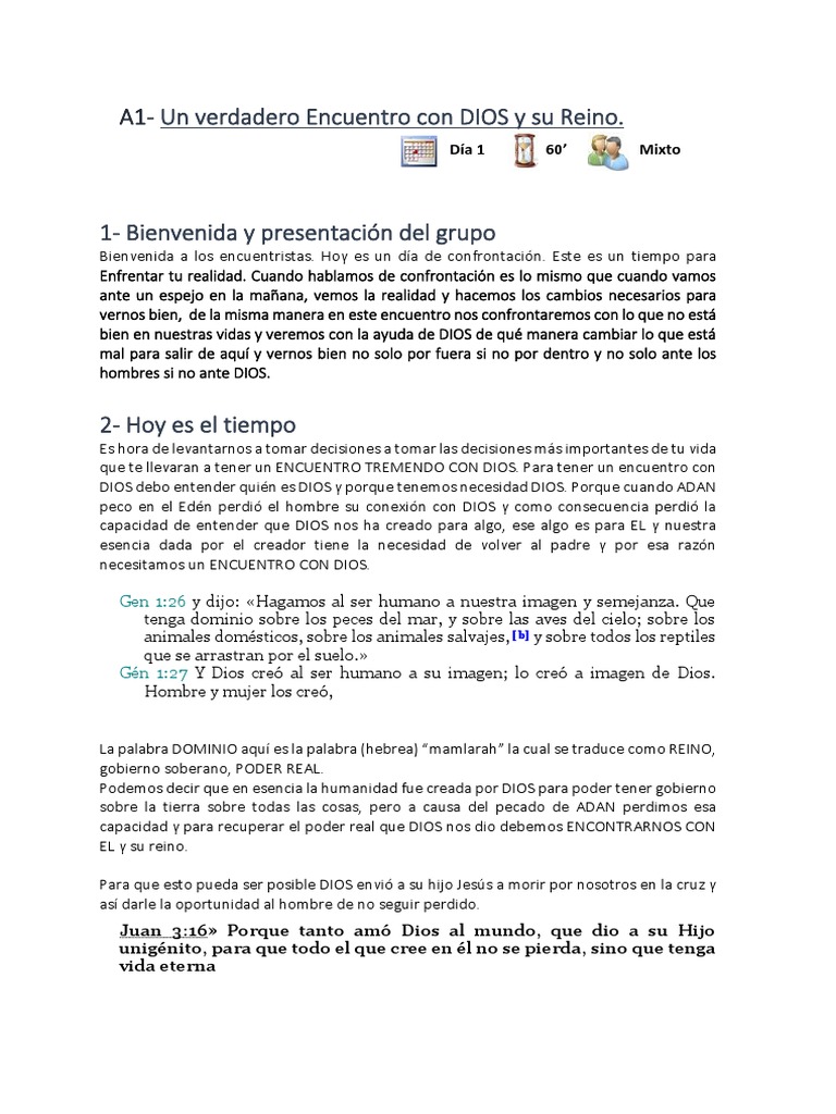 1 Taller Un Verdadero Encuentro Con Dios | PDF | Jesús | Reinado y ...