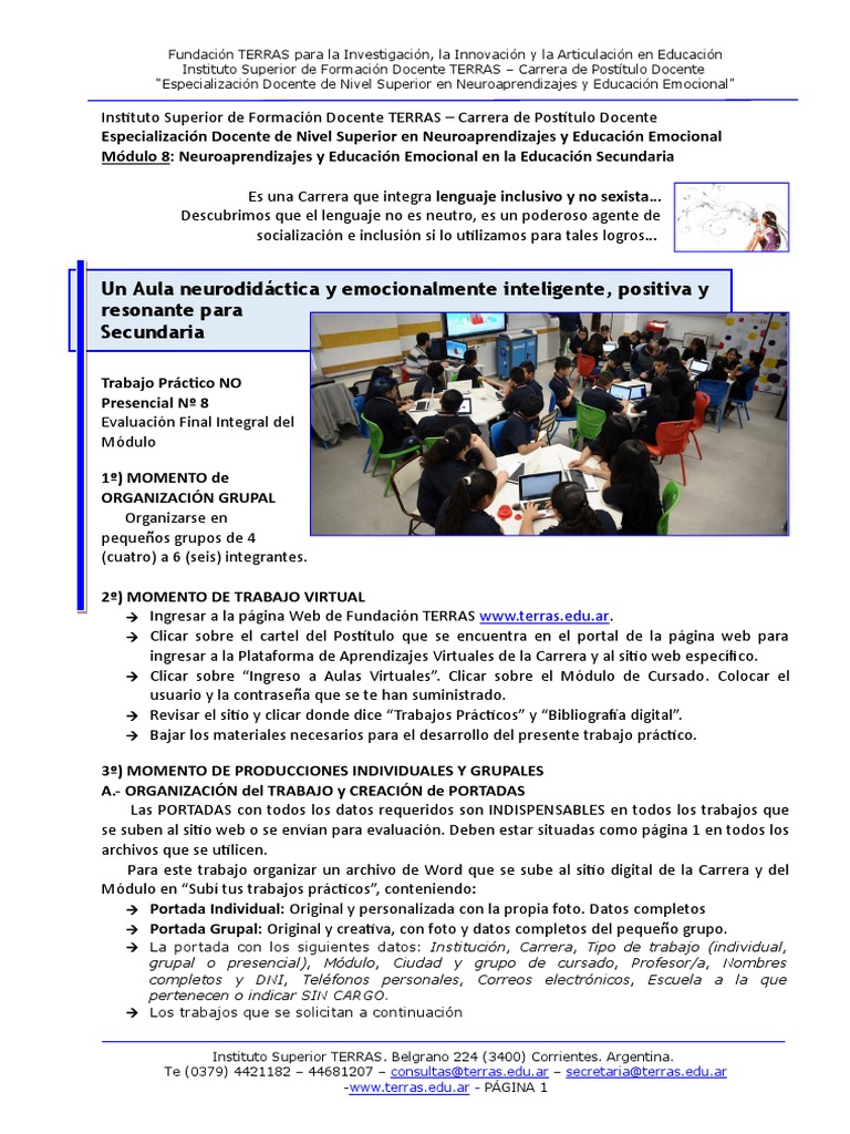 NEURO8 - TPNOPresencial8 Neuro Educación Secundaria | PDF | Maestros | Salón de clases