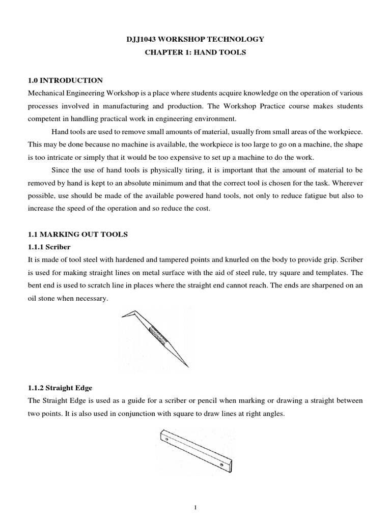 Workshop Technology: Hand Tools Overview | PDF | Industrial Processes ...
