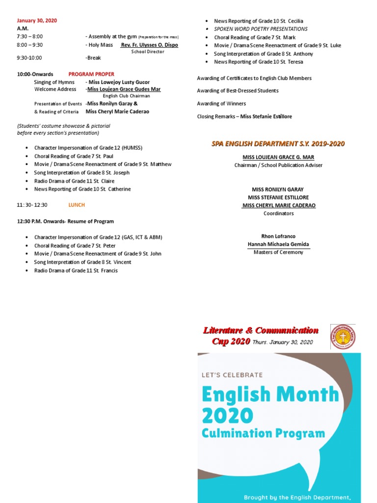 English Month Program | PDF