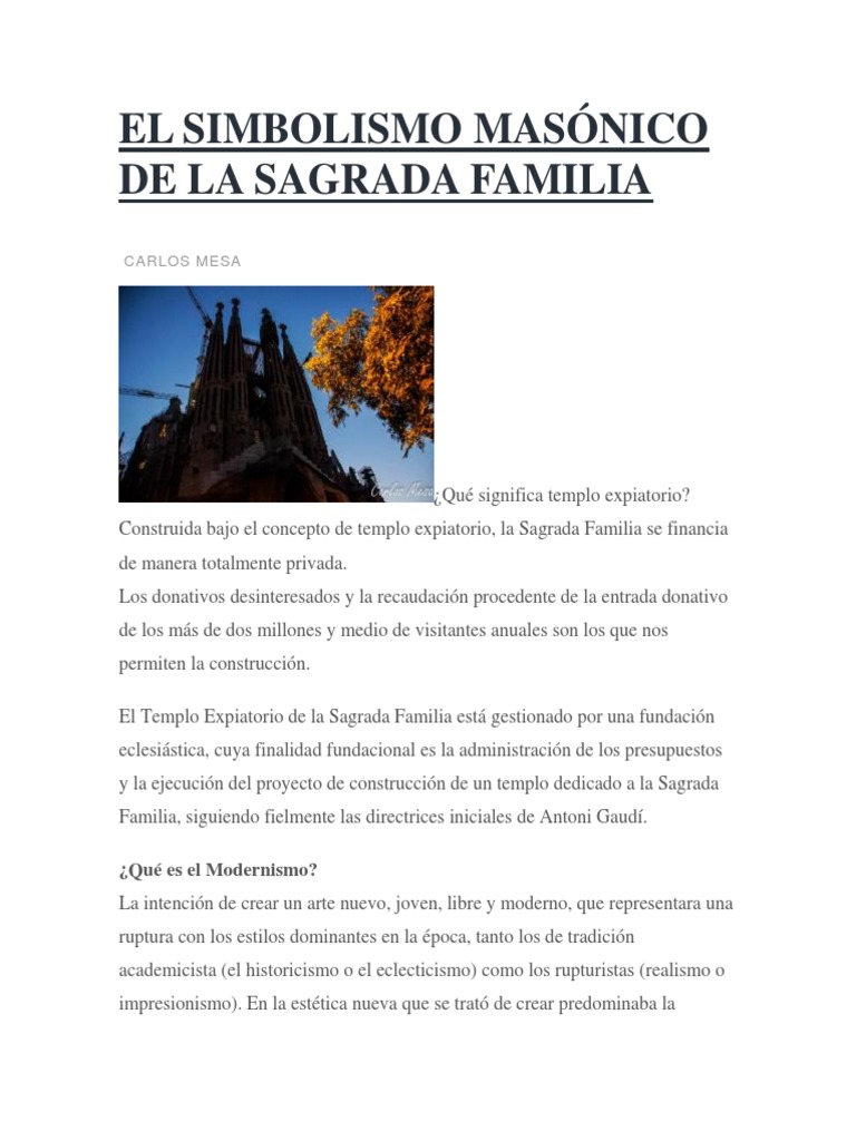 El Simbolismo Masónico de La Sagrada Familia | PDF | Religión y creencia