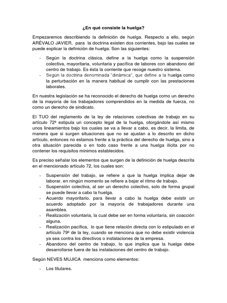 Definición y elementos de la huelga | PDF | Huelga | Derecho Constitucional