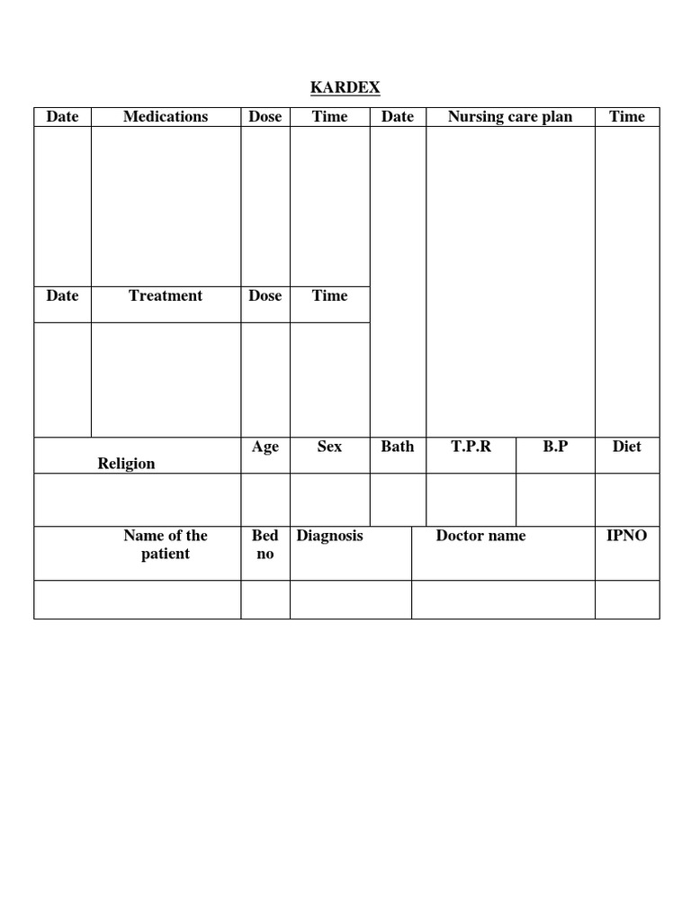 History Collection and Physical Examination Kardex Nurses Notes PDF ...