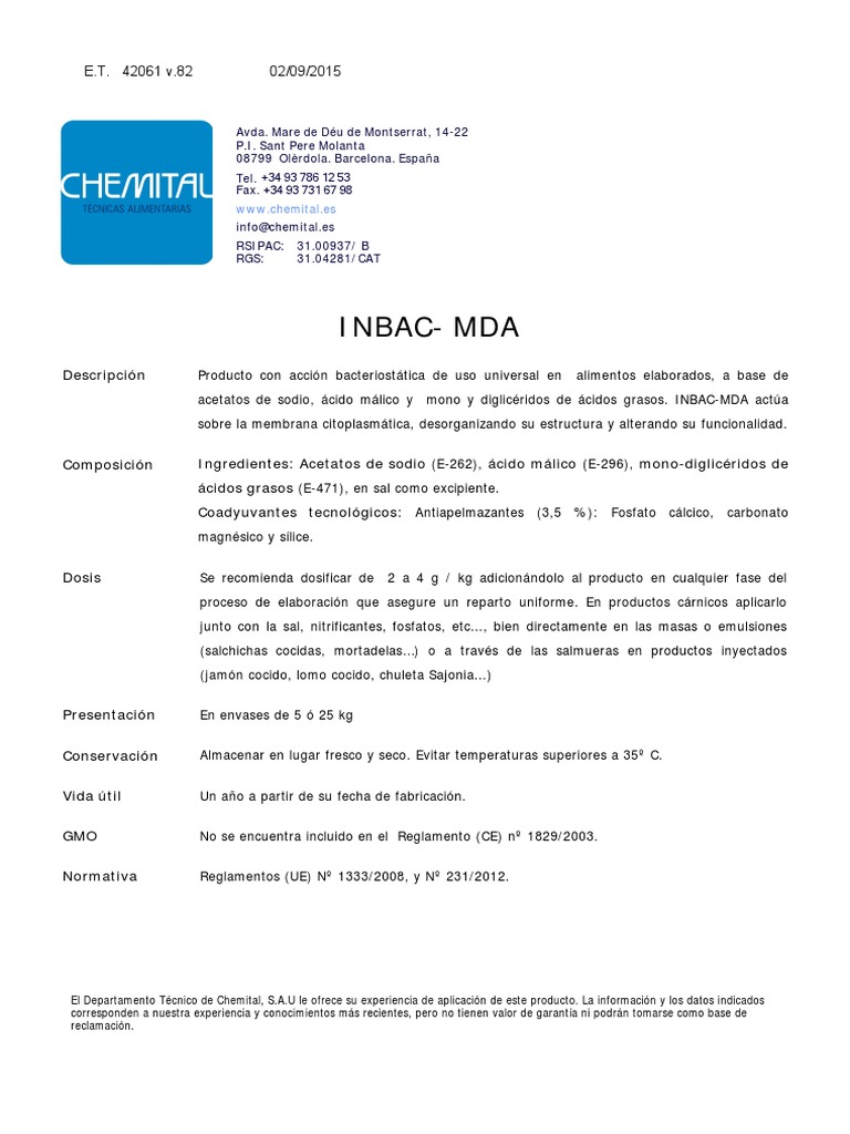 Inbac Mda | PDF | Alimentos | Comida y bebida