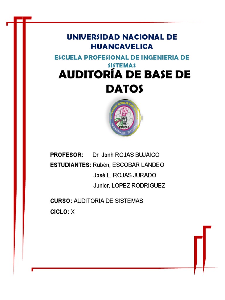 Auditoria de Base de Datos Final | PDF | Sistema operativo | Bases de datos