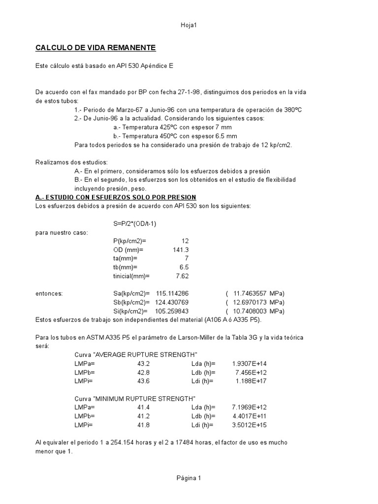 Vida Remanente API 530 | PDF | Ingeniería | Materiales de construcción