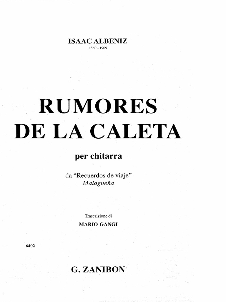 Isaac Albeniz Rumores de La Caleta Arr Mario Gangi PDF | PDF