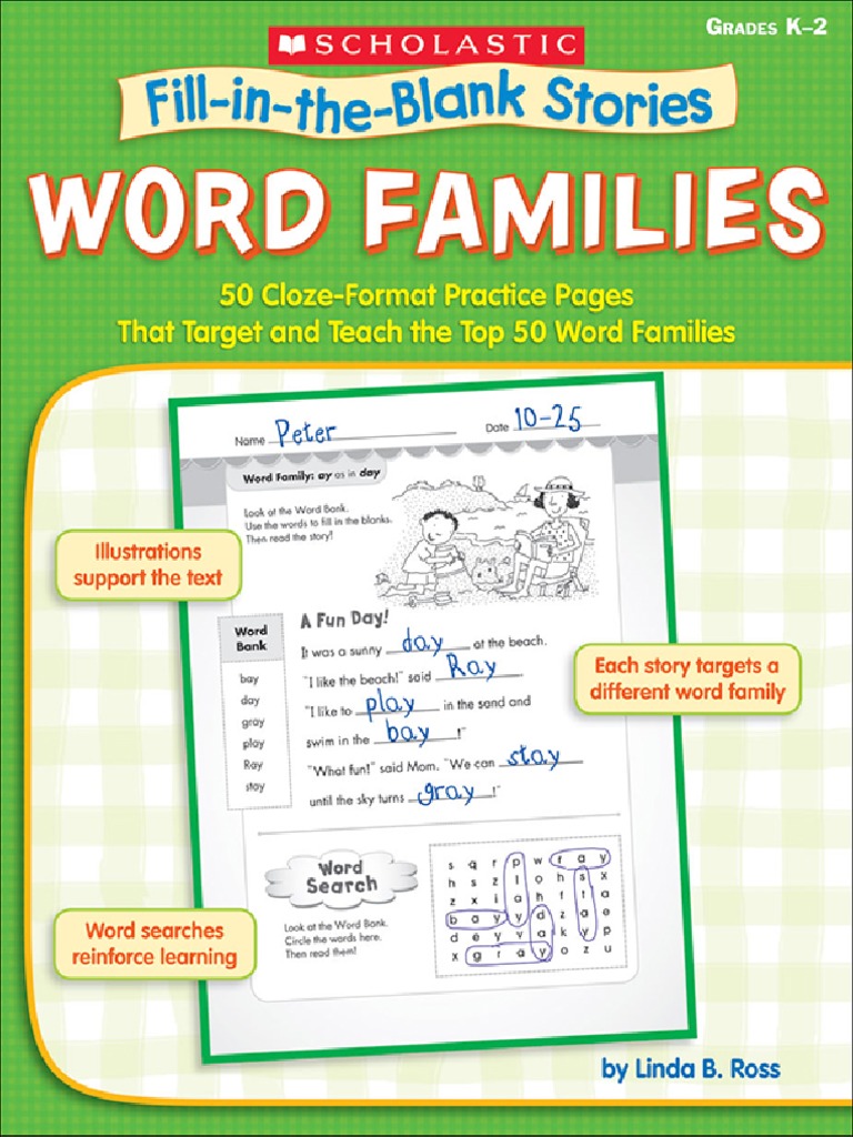 Fill in The Blanks. (1) - Word Family | PDF | Reading Comprehension ...