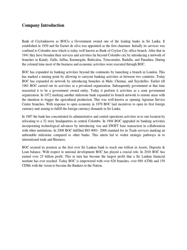 Bank of Ceylon: Vision, Mission & Growth | PDF | Marketing | Banks