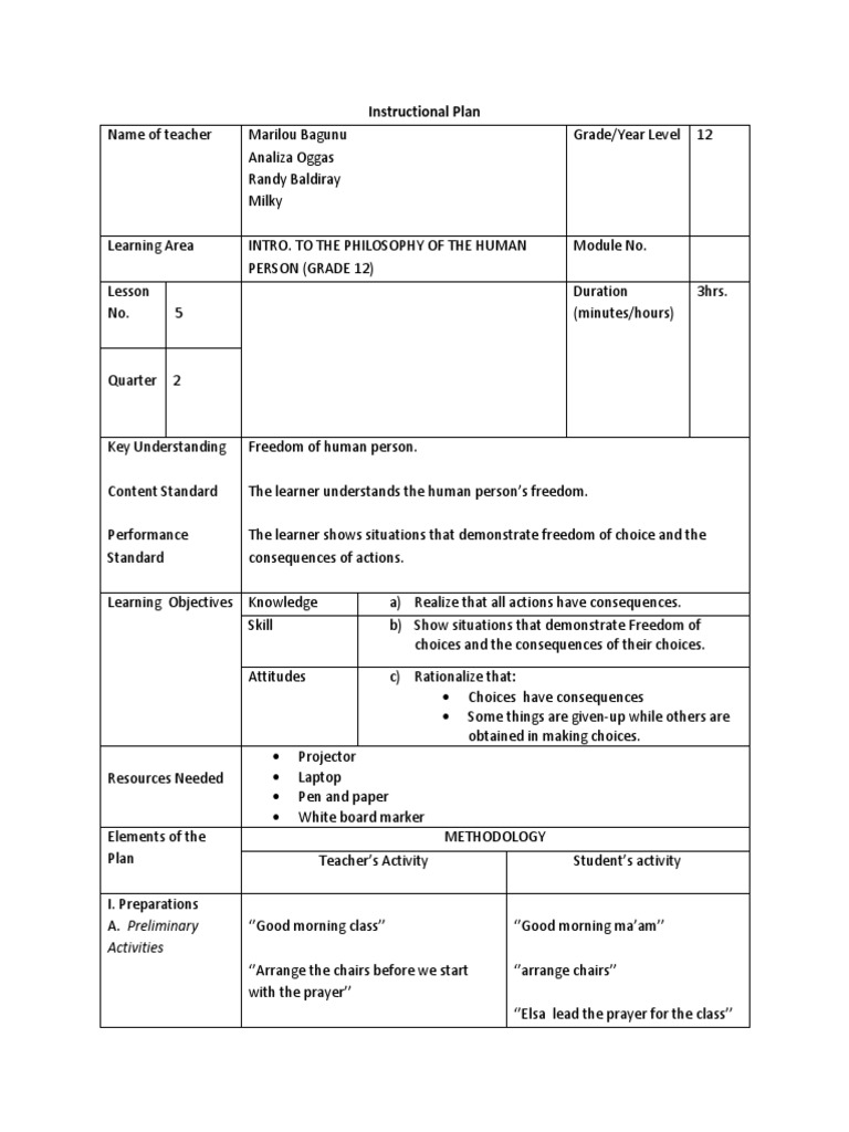 Instructional Plan | PDF | Learning | Cognitive Science