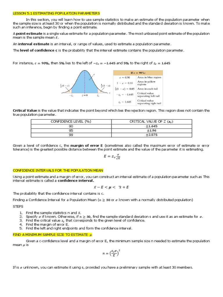 5.1 Lesson 5 T-Distribution - A Lecture | PDF | Confidence Interval | Errors And Residuals