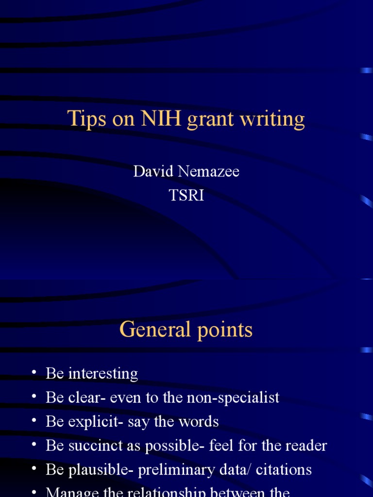 Tips On NIH Grant Writing: David Nemazee Tsri | PDF | Hypothesis ...