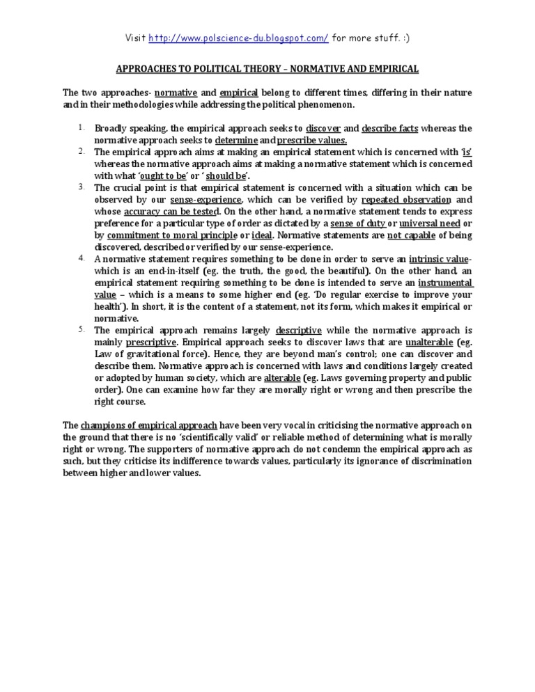 Approaches To Political Theory | PDF | Normative | Value (Ethics)
