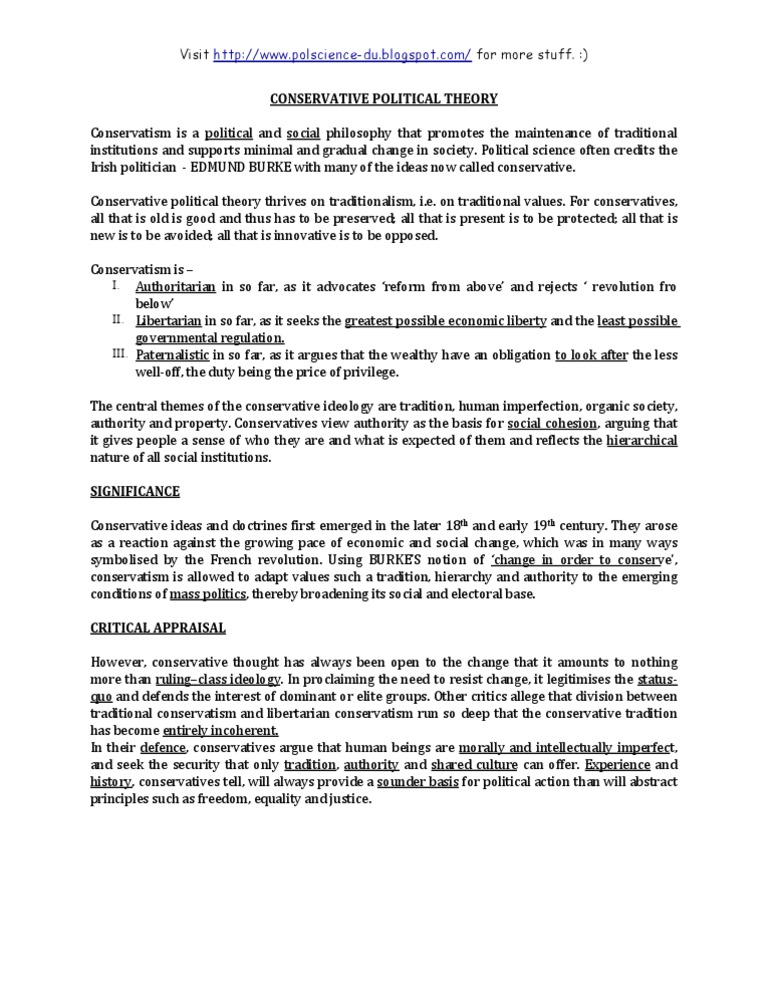 Conservative Political Theory | Download Free PDF | Conservatism ...