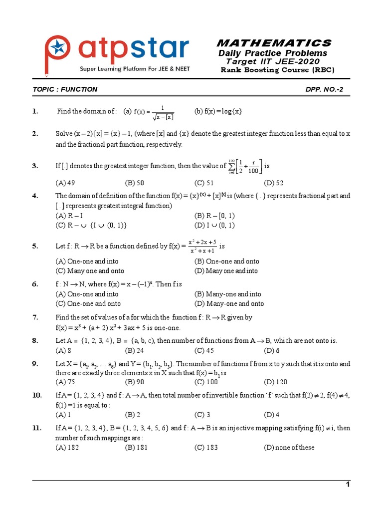 Math DPP-2 | Download Free PDF | Integer | Function (Mathematics)
