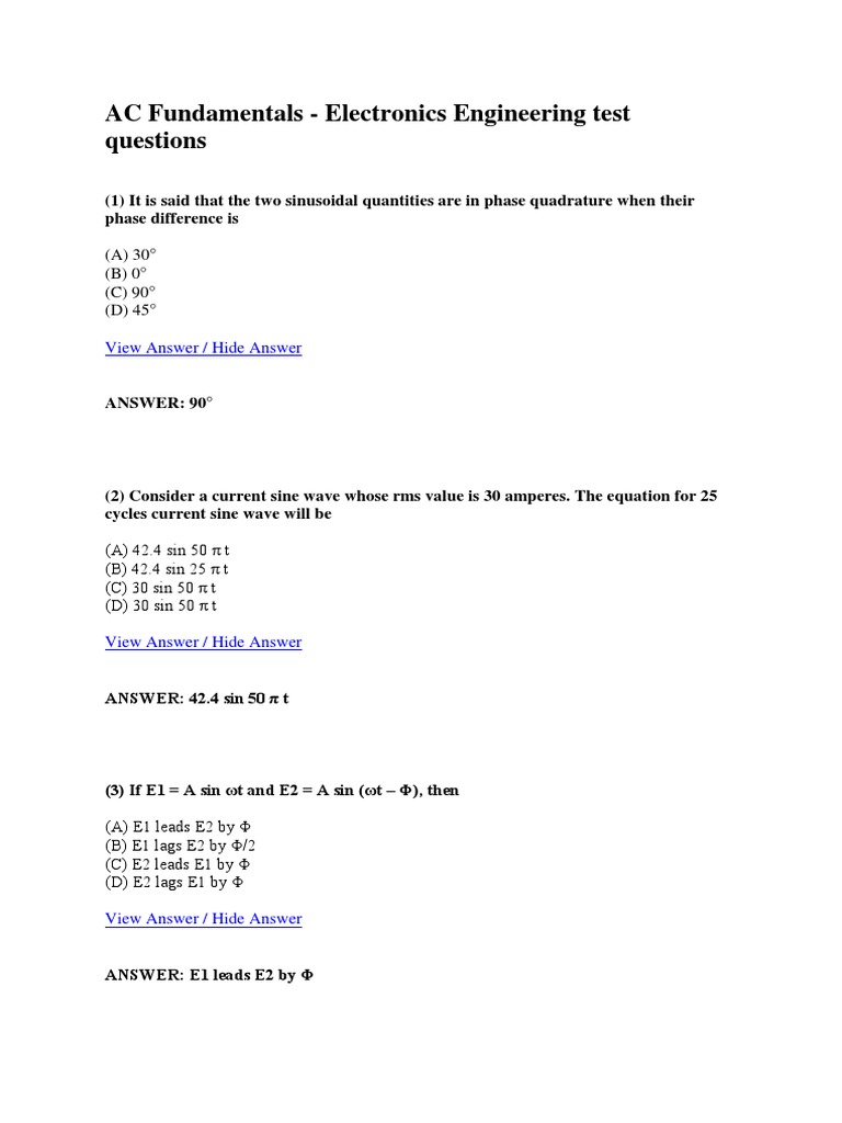 AC Fundamentals | PDF | Root Mean Square | Alternating Current