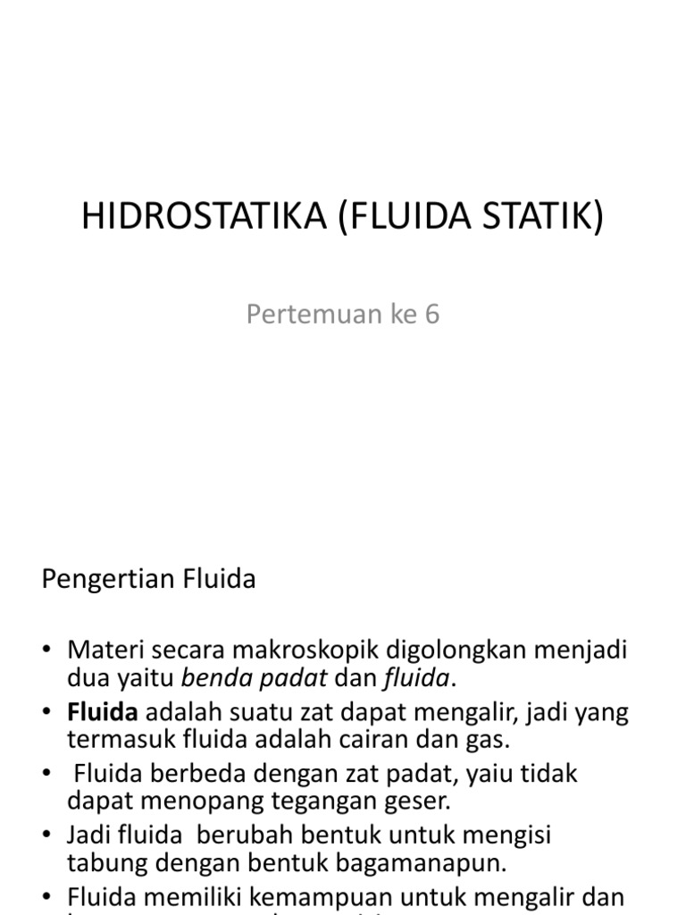 Hidrostatika (Fluida Statik) | PDF
