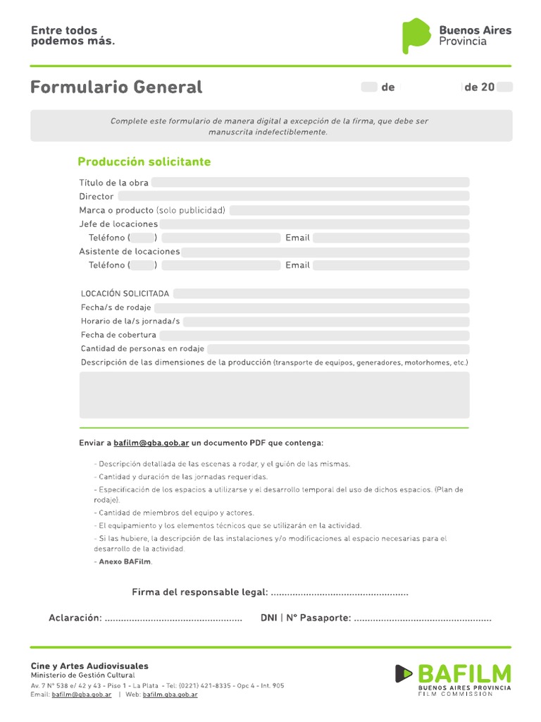 Bafilm Formulario-General PDF | PDF