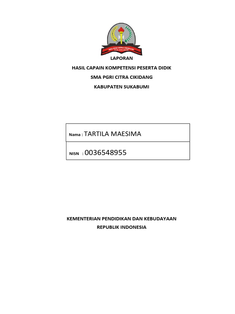 Format Buku Rapor | PDF