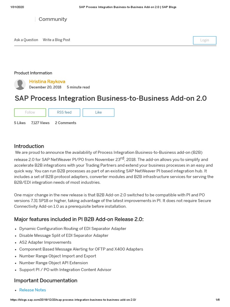 SAP Process Integration Business-to-Business Add-On 2.0 Blog | PDF | Electronic Data Interchange ...
