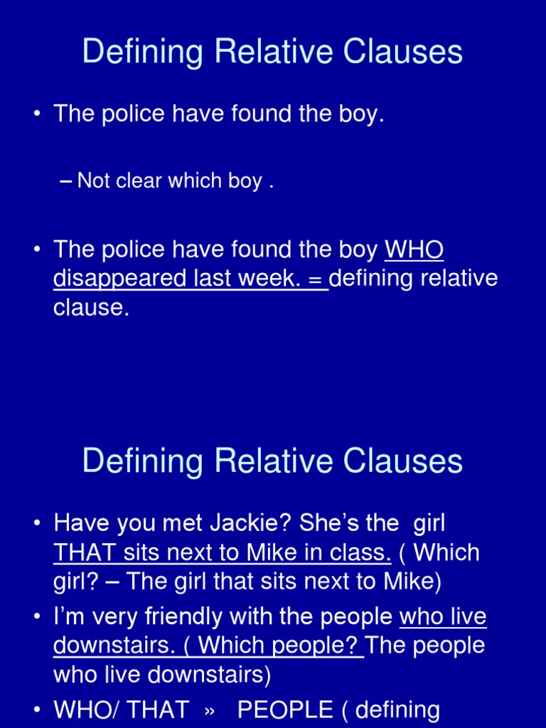 Understanding Defining Relative Clauses | PDF | Subject (Grammar ...