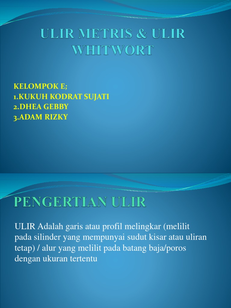 Ulir Metris & Ulir Whitwort | PDF