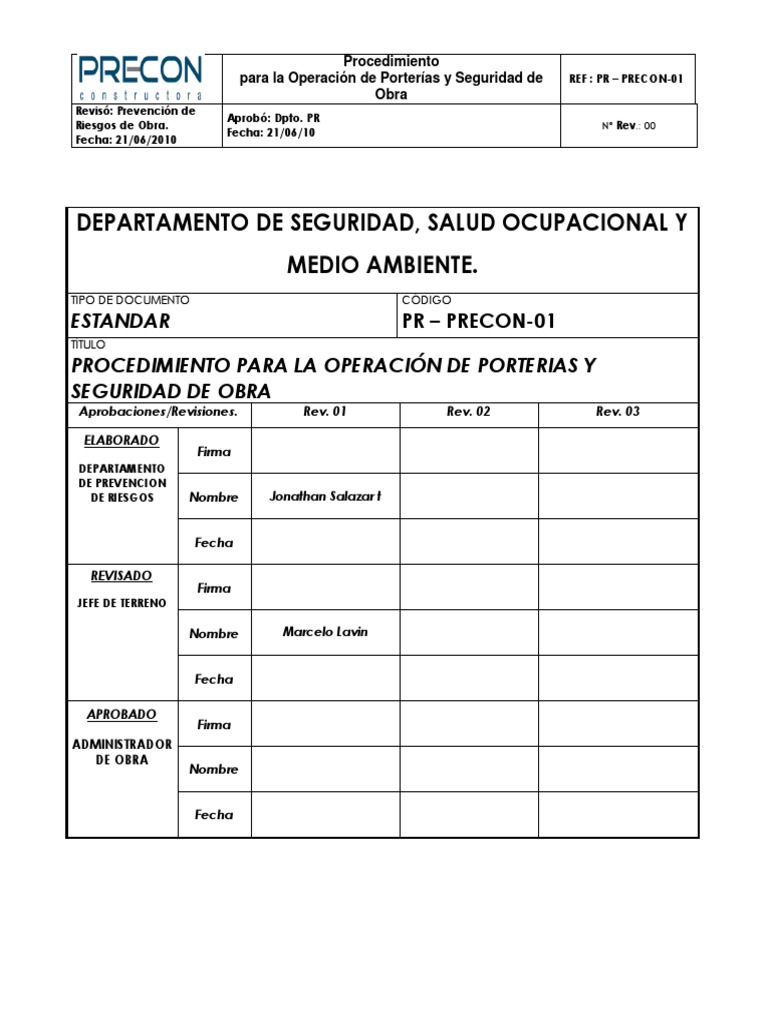 PR-PRECON - 01 Porterias y Seguridad de Obra | PDF | Seguridad | Informática y tecnología de la ...