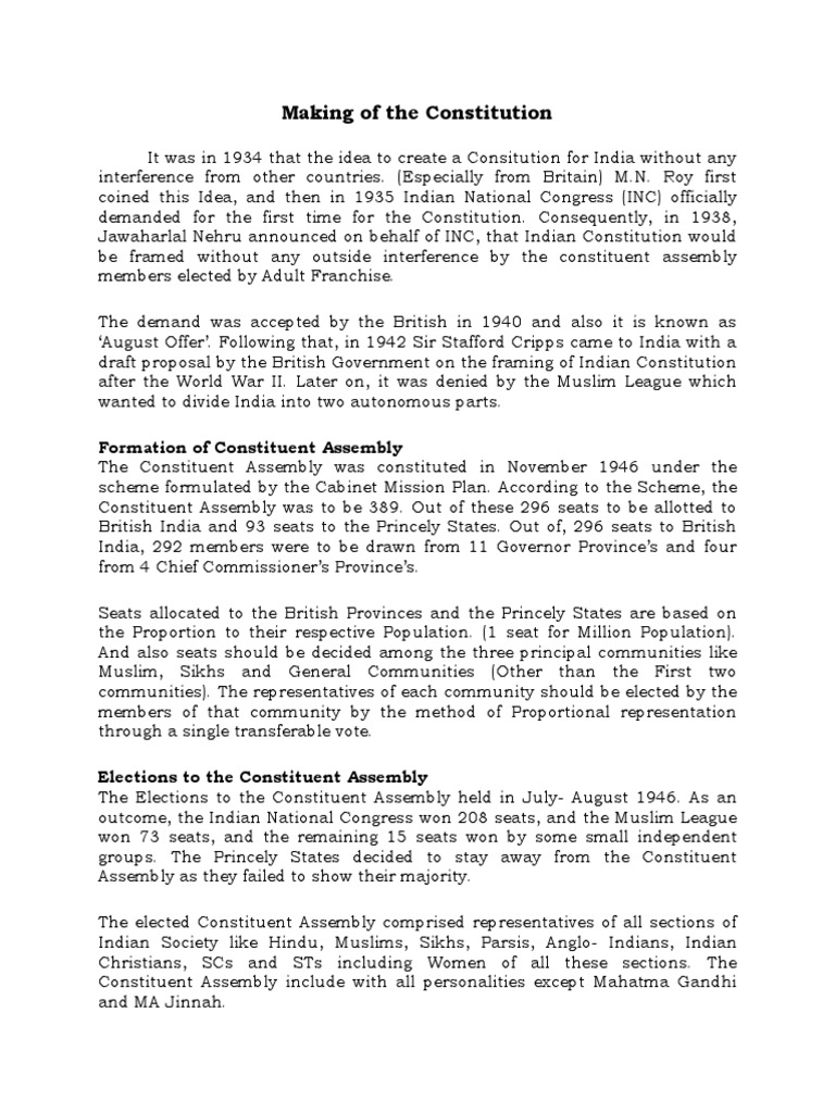 Making of The Constitution | PDF | Jawaharlal Nehru | All India Muslim ...