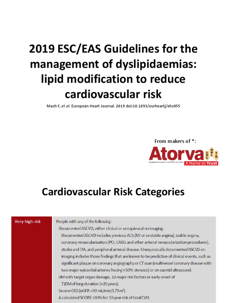 Latest 2019 ESC Guidelines On Dyslipidemia | PDF | Low Density ...