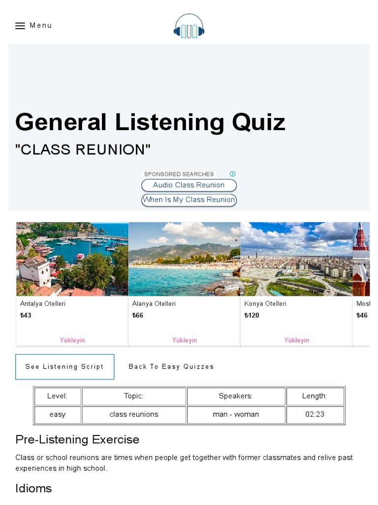 Class Reunion - Randall's ESL Cyber Listening Lab | PDF | Semiotics ...