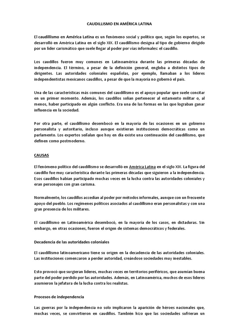 CAUDILLISMO EN AMÉRICA LATINA | revolución mejicana | México
