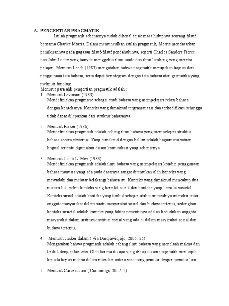 Pengertian Pragmatik | PDF