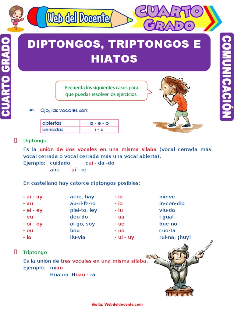 Actividades de Diptongos y Hiatos 4° | PDF | Lingüística | Voz humana