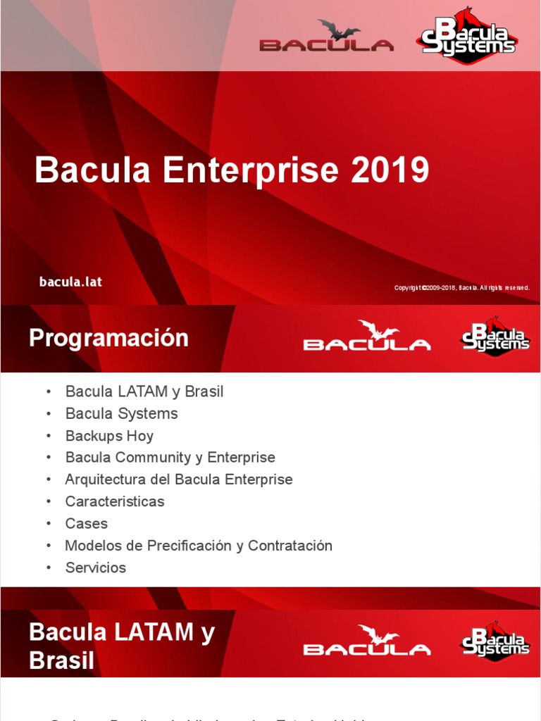 2019 Bacula Enterprise Presentation Spanish | PDF | Apoyo | Tecnologías ...