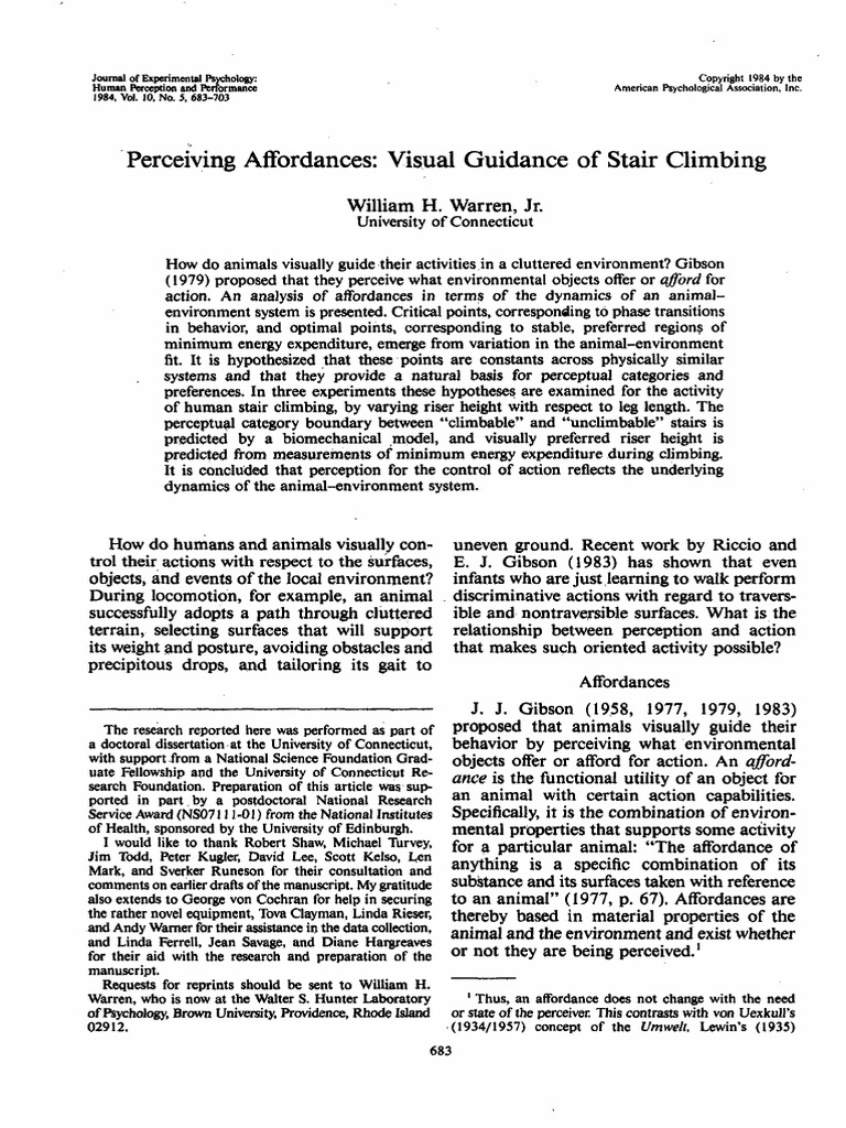 Warren 1984 Perceiving Affordances - Visual Guidance of Stair Climbing ...