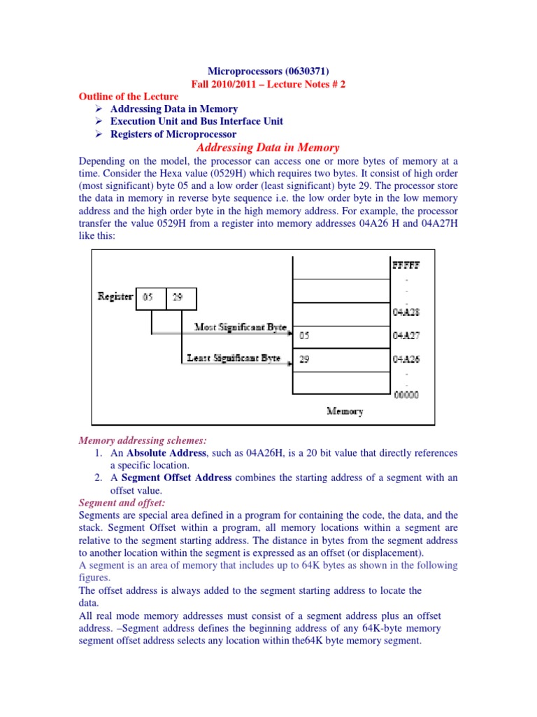Microprocessors Memory Addressing and Registers | PDF | Central ...
