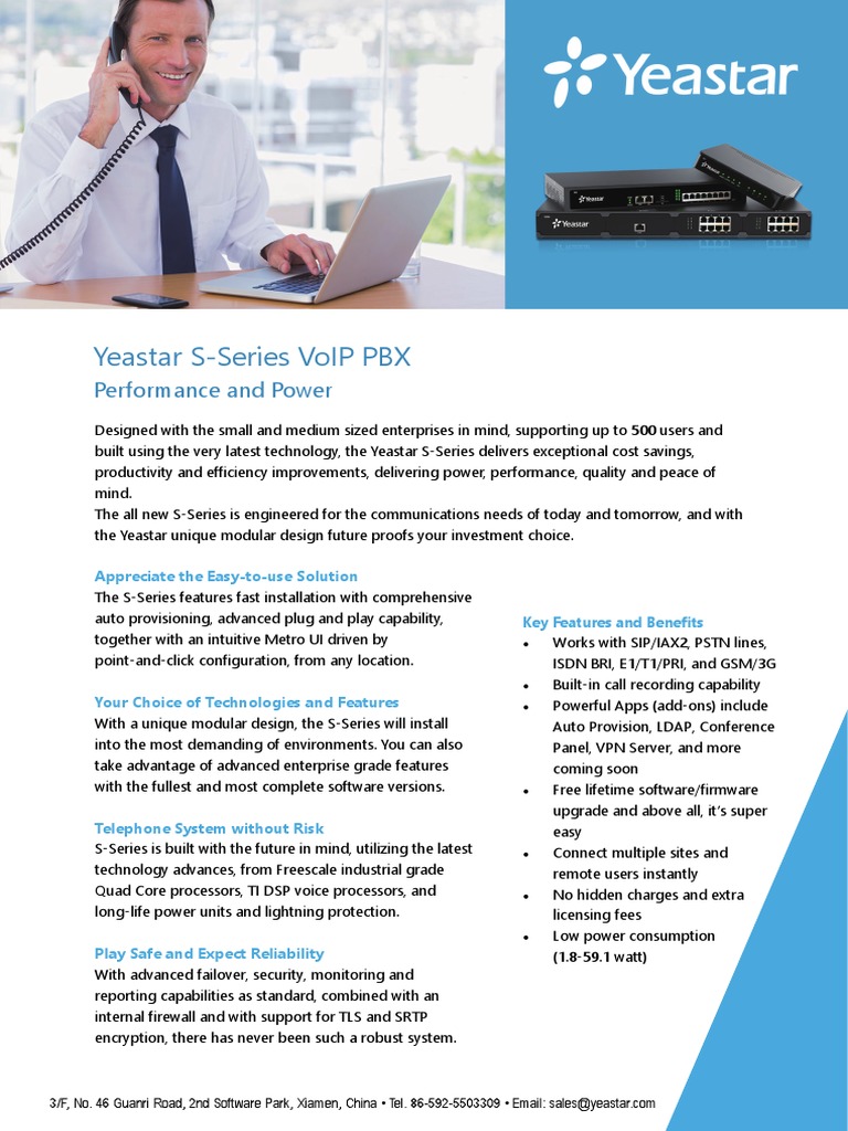PBX VoIP Yeastar - S - Series - Datasheet | PDF | Session Initiation Protocol | Voice Over Ip