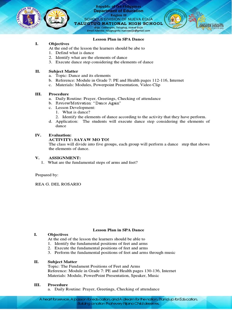 Spa Dance | PDF | Lesson Plan | Behavior Modification