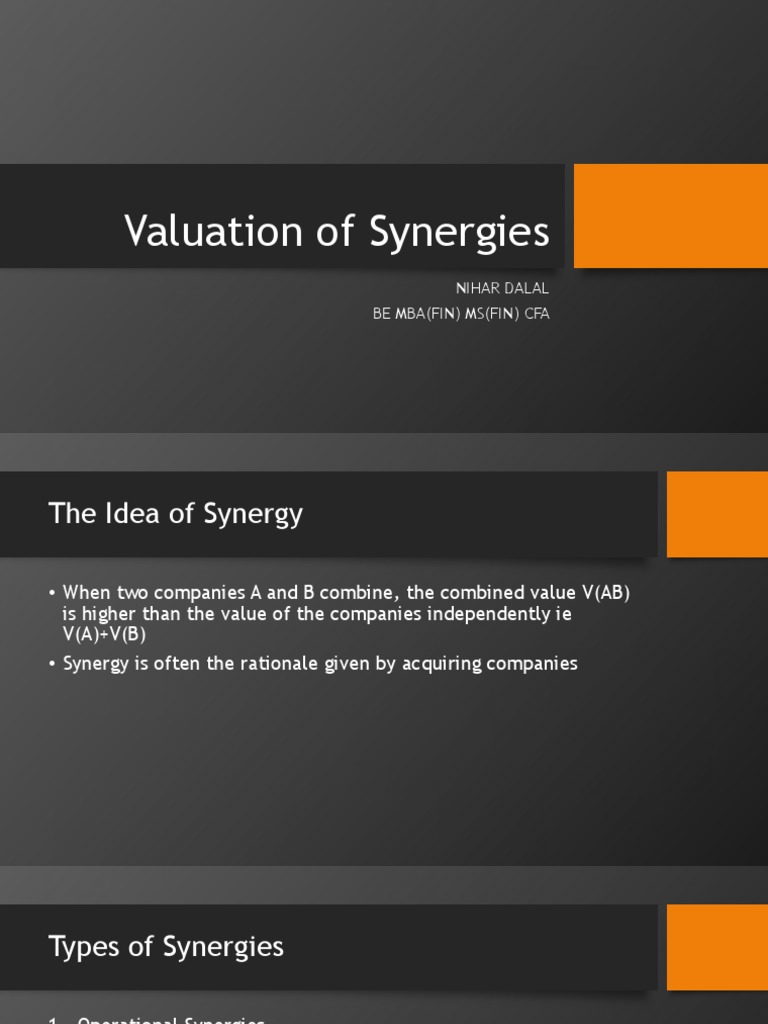 Value of Synergy | PDF | Cost Of Capital | Investing
