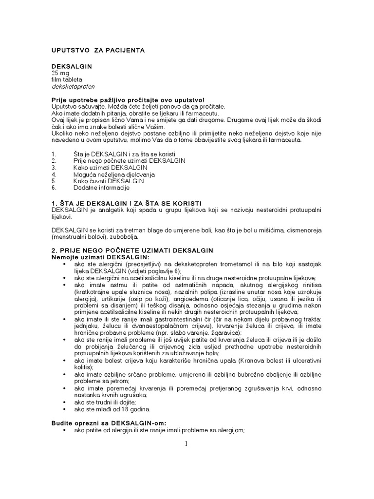 Deksalgin 25mg Tablete | PDF
